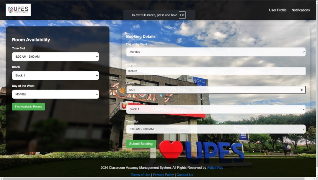 Classroom Vacancy Management System | Classroom-vacancy-and-mgt-system